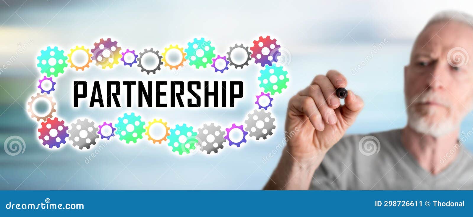 Man Drawing Partnership Concept Stock Illustration - Illustration of ...