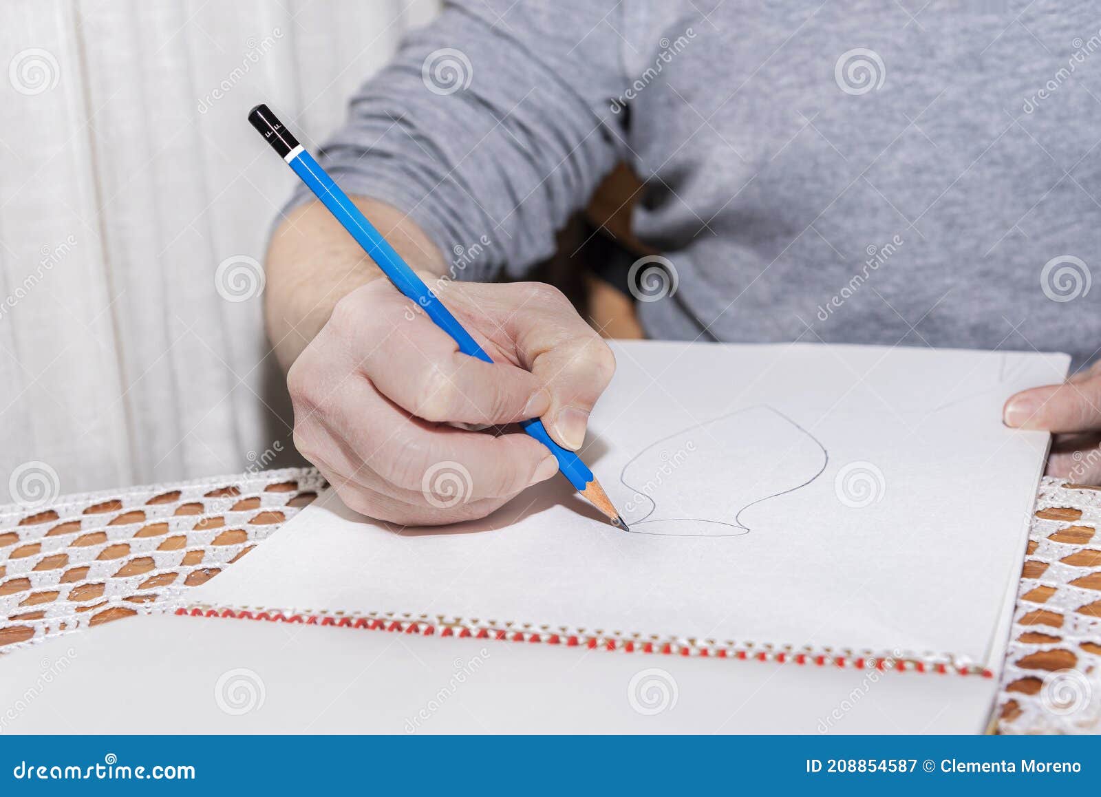 Man drawing with a pencil stock image. Image of wallpaper - 208854587