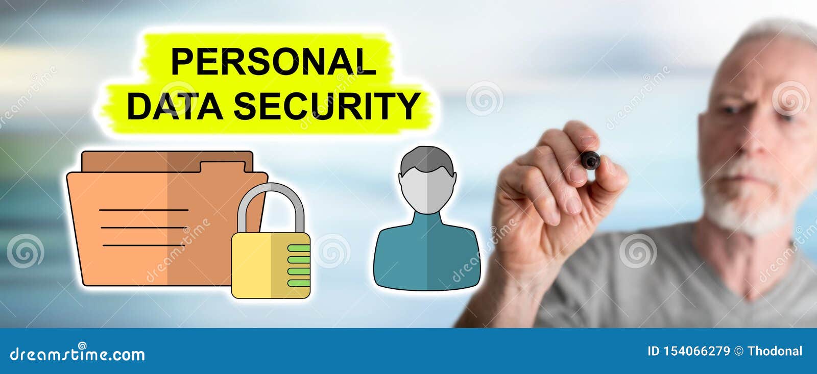 Man Drawing Personal Data Security Concept Stock Image - Image of ...