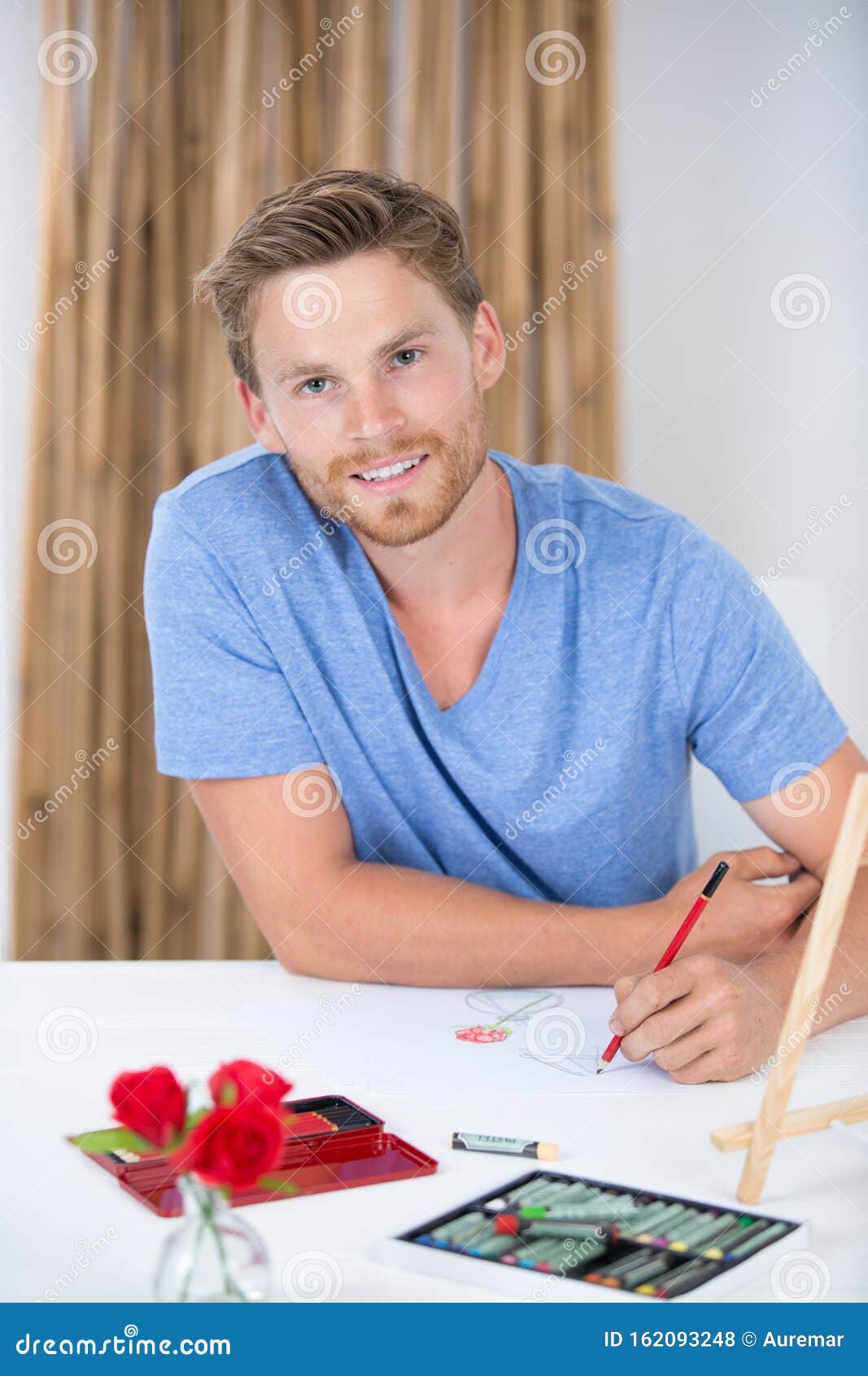 Man drawing a picture stock photo. Image of peaceful - 162093248