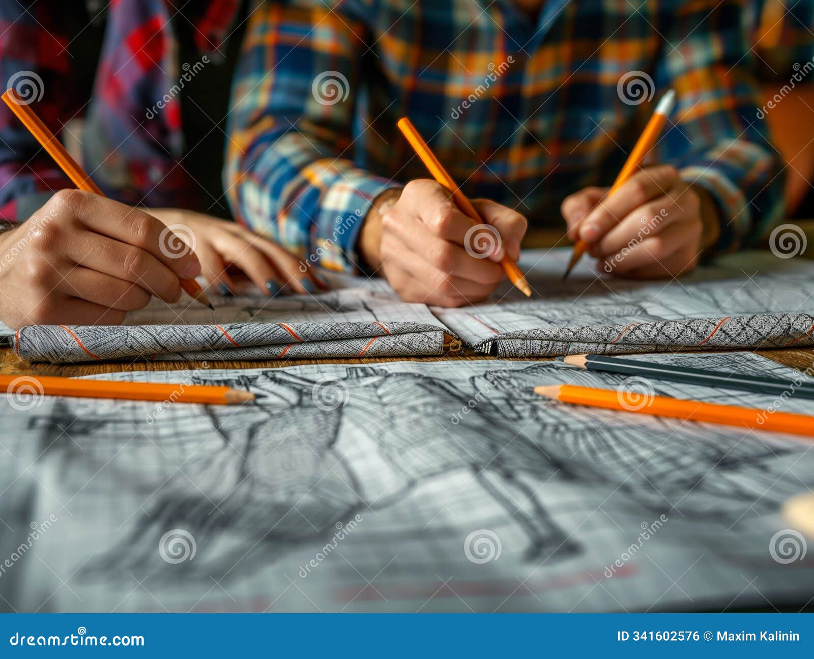 A Man is Drawing a Picture with a Pencil Stock Photo - Image of ...
