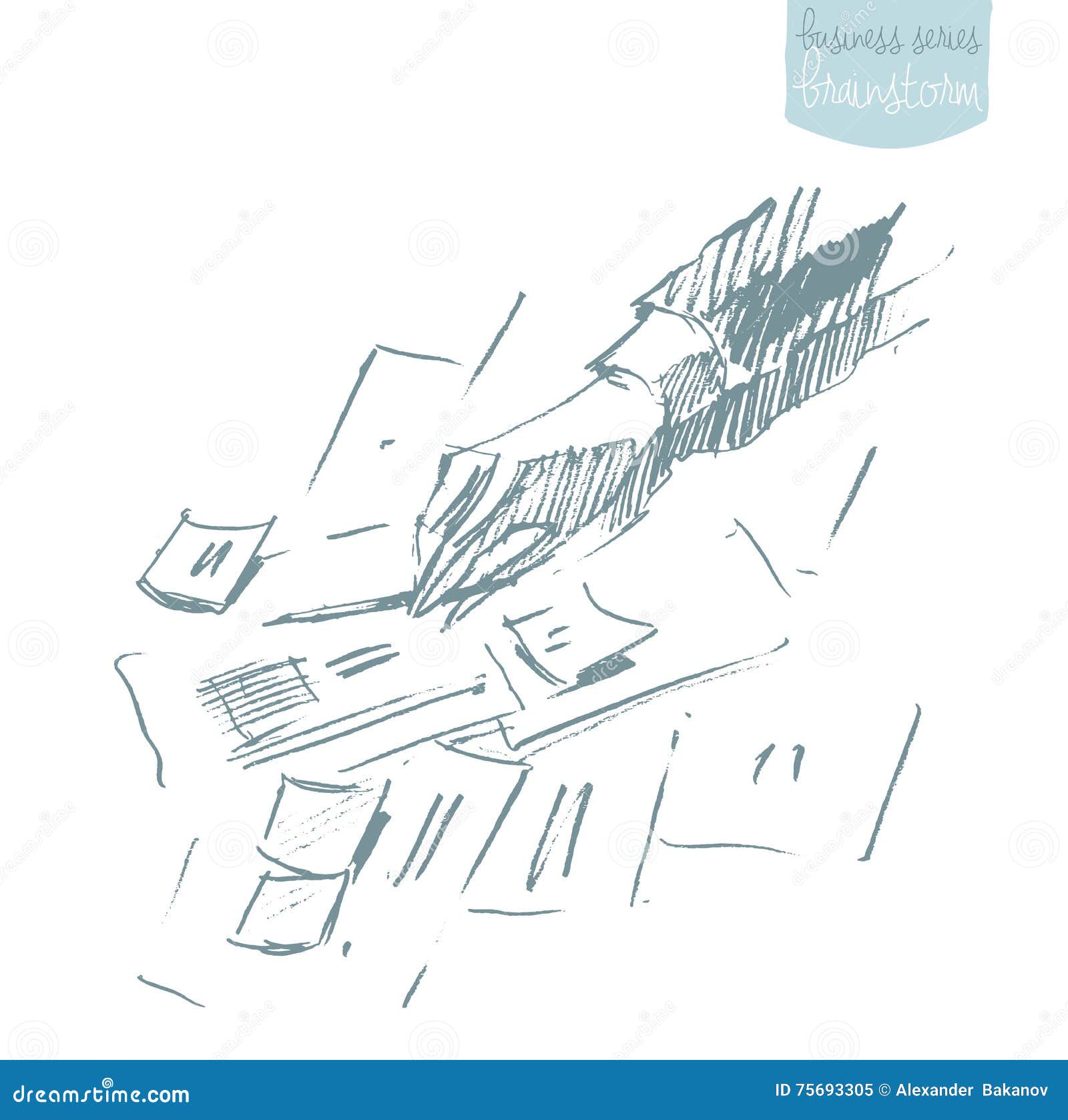 Man Drawing Plan Strategy Brainstorm Vector. Stock Vector ...