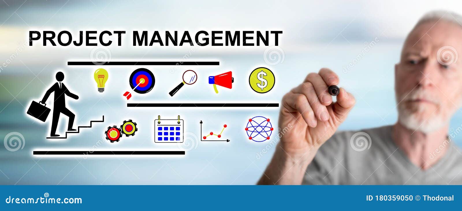 Man Drawing Project Management Concept Stock Photo - Image of manager ...
