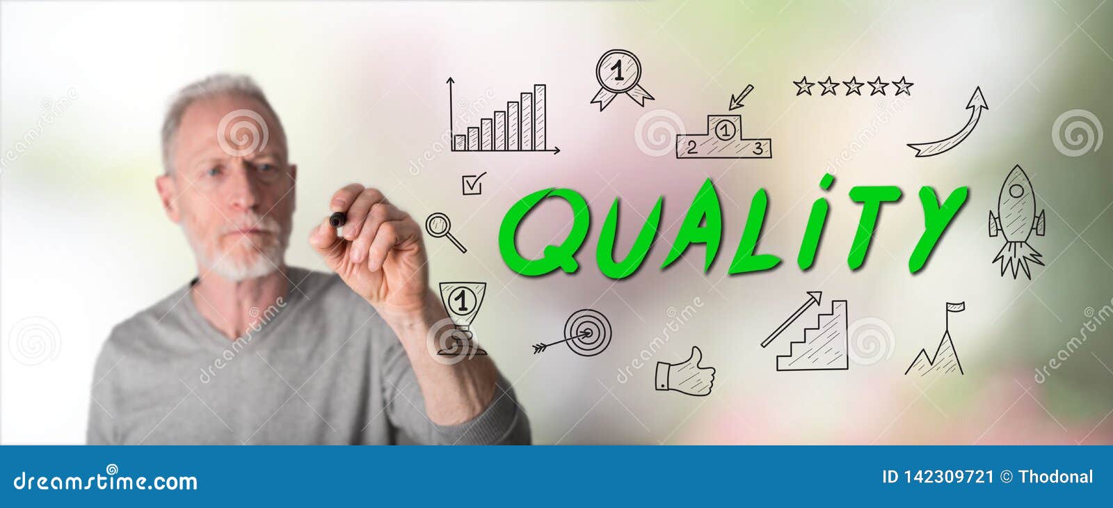 Man Drawing Quality Concept Stock Image - Image of service ...