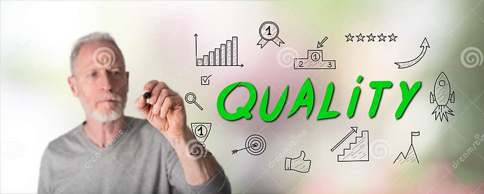 Man Drawing Quality Concept Stock Image - Image of service ...