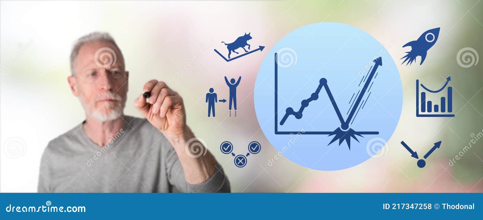 Man Drawing Rebound Concept Stock Photo - Image of recover, economic ...