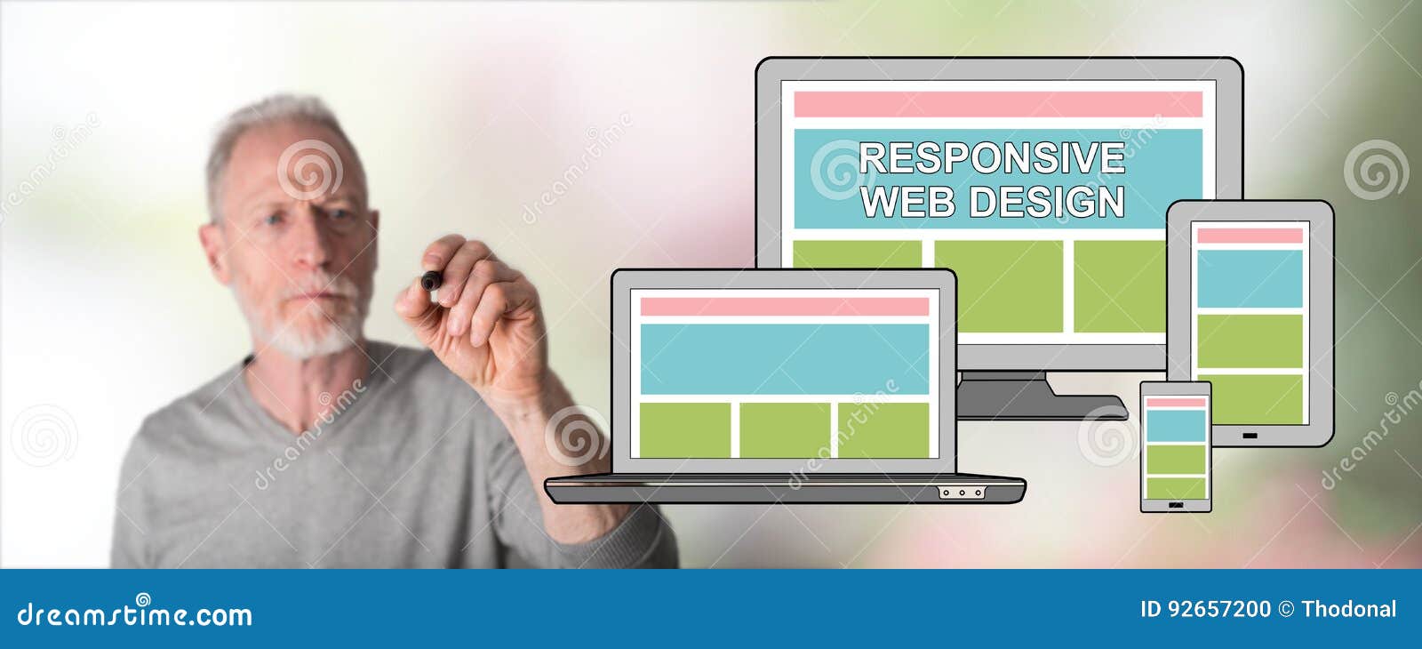 Man Drawing Responsive Design Concept Stock Photo - Image of technology ...