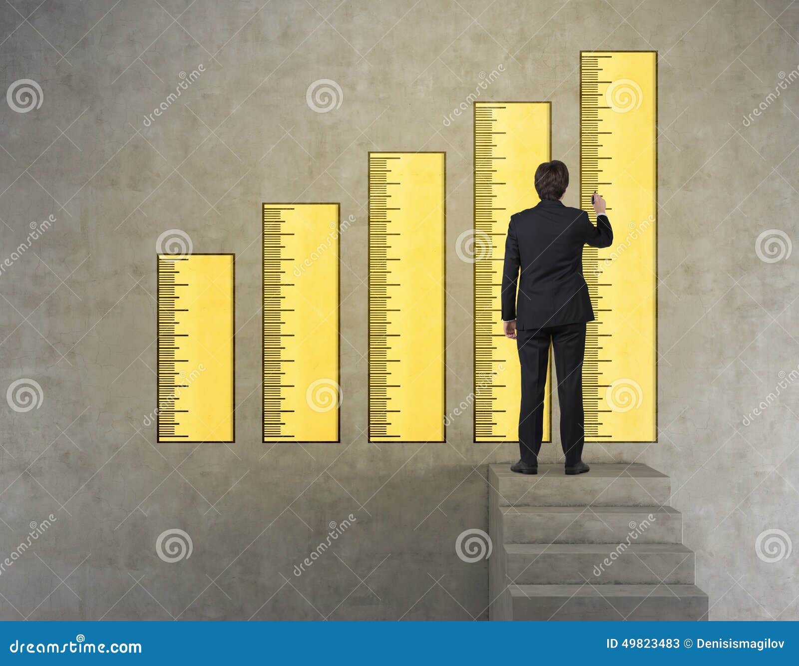 Man drawing a ruler chart stock illustration. Illustration of forecast ...