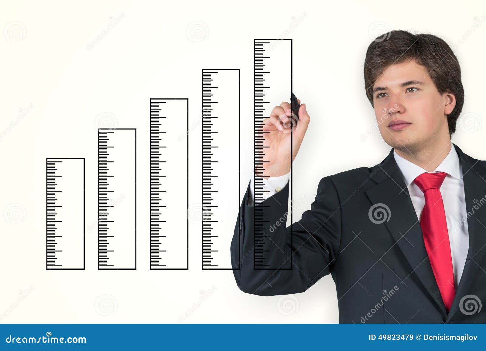 Man drawing ruler graph stock image. Image of analyst - 49823479