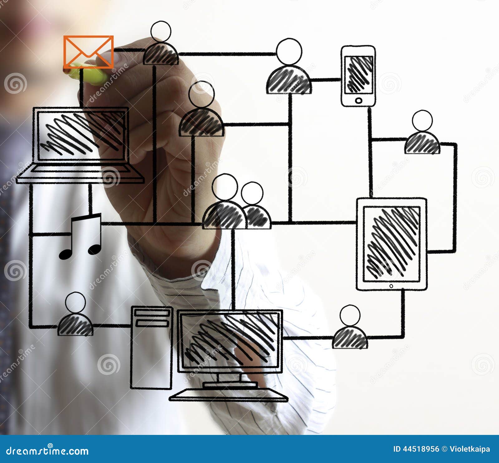 Man drawing social network stock photo. Image of network - 44518956