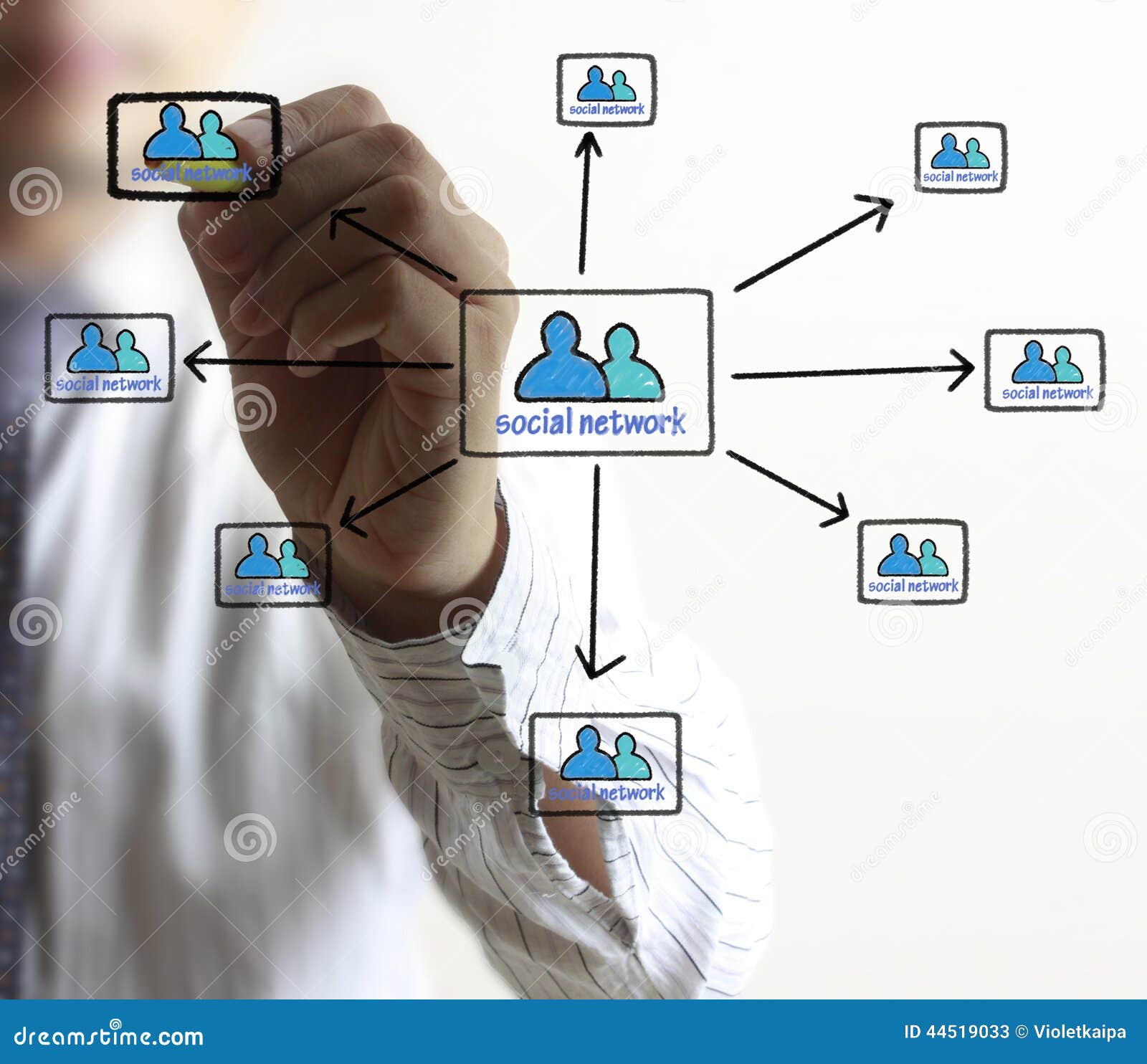 Man drawing social network stock image. Image of presentation - 44519033
