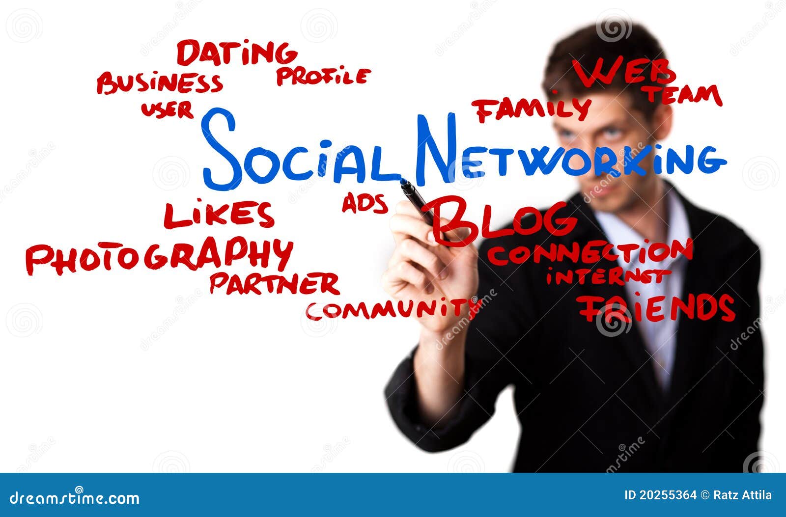 Man Drawing Social Networking Schema Stock Photo - Image of isolated ...