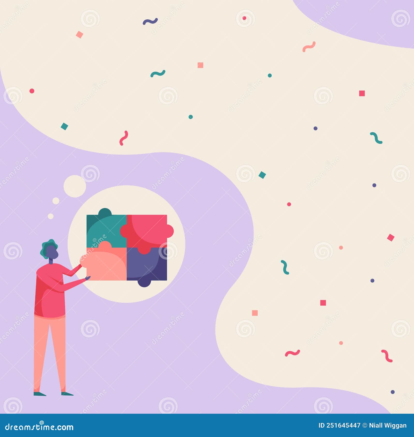 Man Drawing Standing Fitting Four Jigsaw Pieces Showing Solved Problem ...