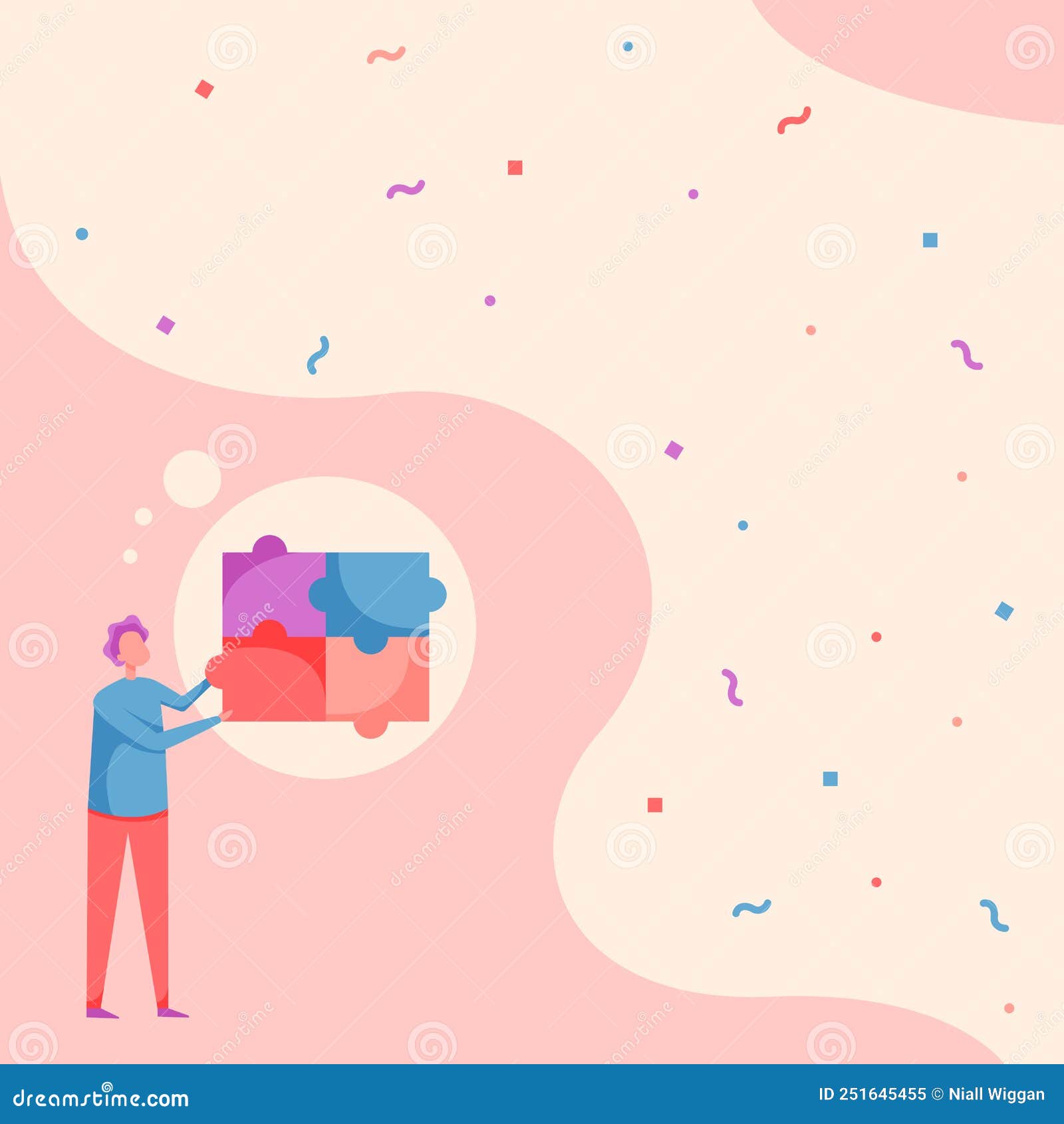 Man Drawing Standing Fitting Four Jigsaw Pieces Showing Solved Problem ...