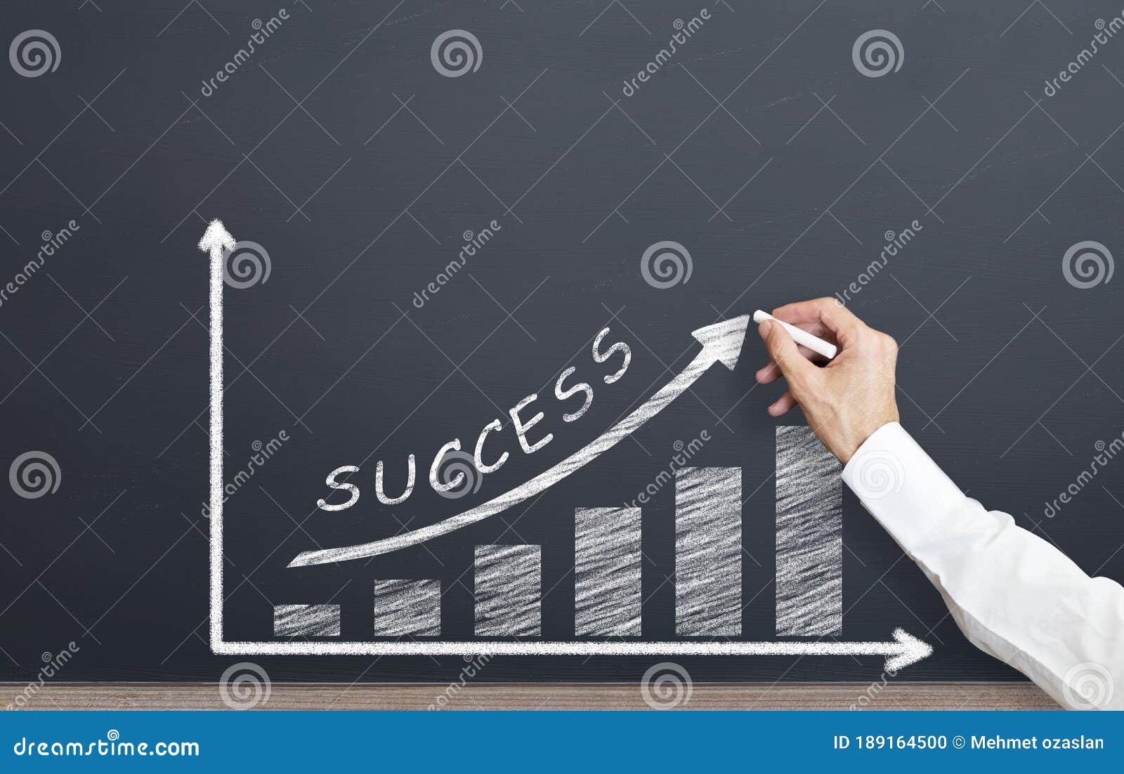Man is Drawing Success Graph on Chalkboard. Success Concept Stock Photo ...