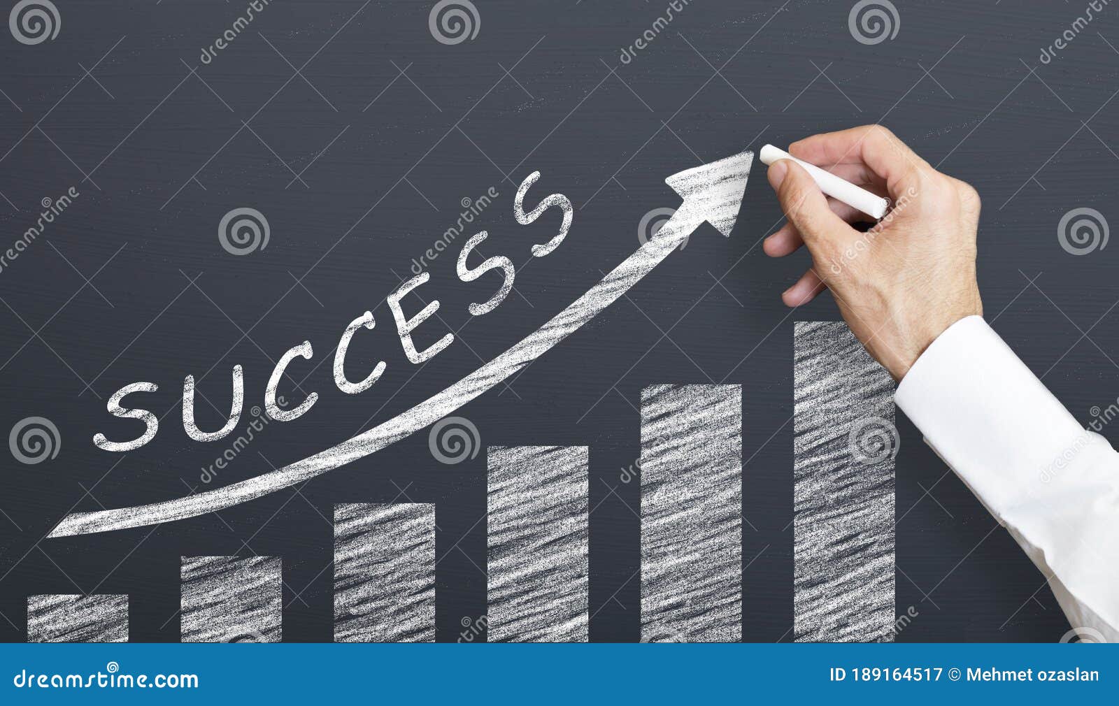 Man is Drawing Success Graph on Chalkboard. Success Concept Stock Image ...