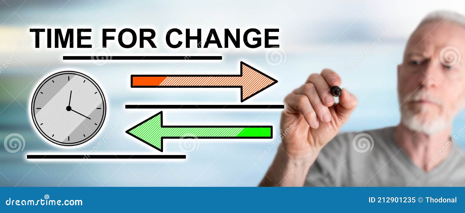 Man Drawing Time for Change Concept Stock Image - Image of career ...