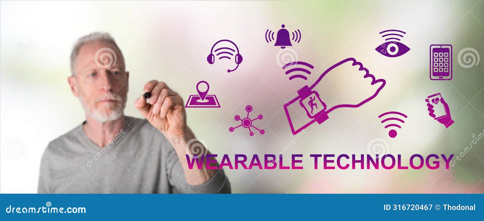 Man Drawing Wearable Technology Concept Stock Image - Image of ...