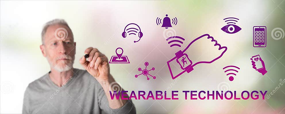 Man Drawing Wearable Technology Concept Stock Image - Image of ...