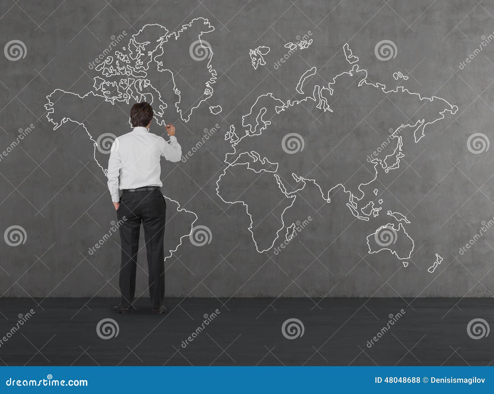 Man drawing world map stock photo. Image of planet, male - 48048688