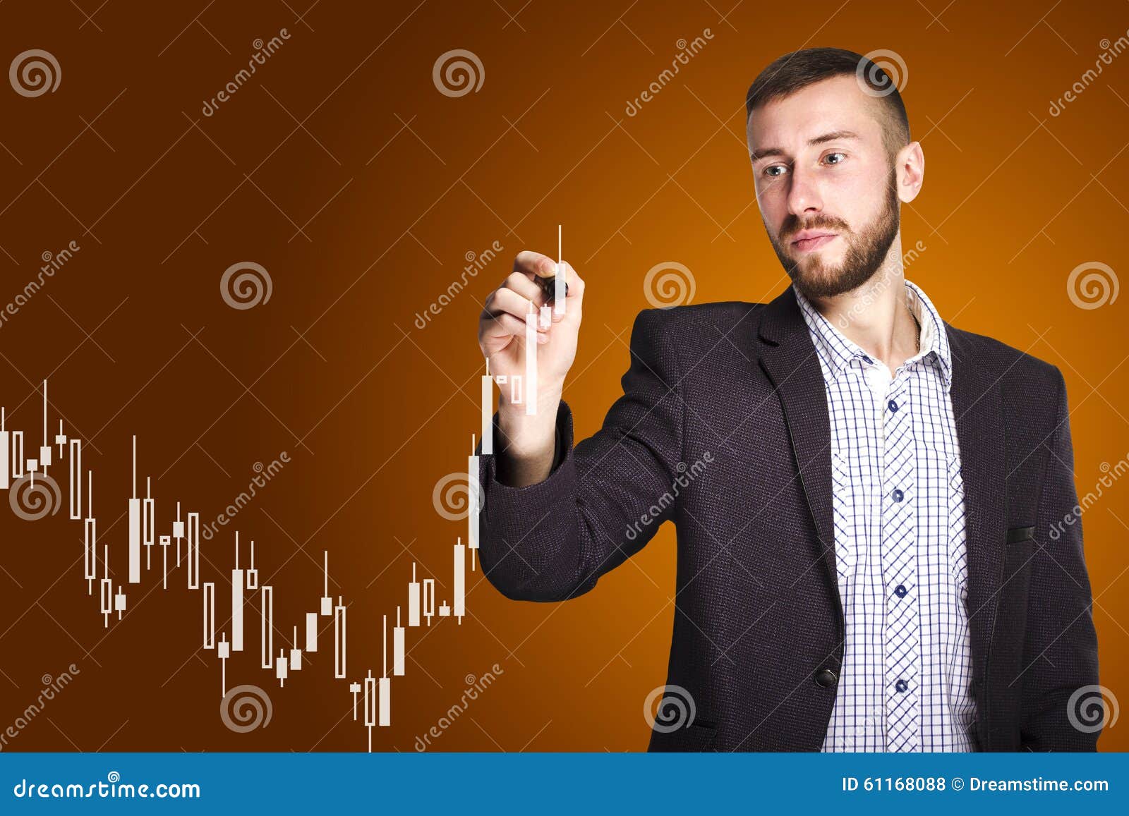 Man draws a graph stock photo. Image of businessman, future - 61168088