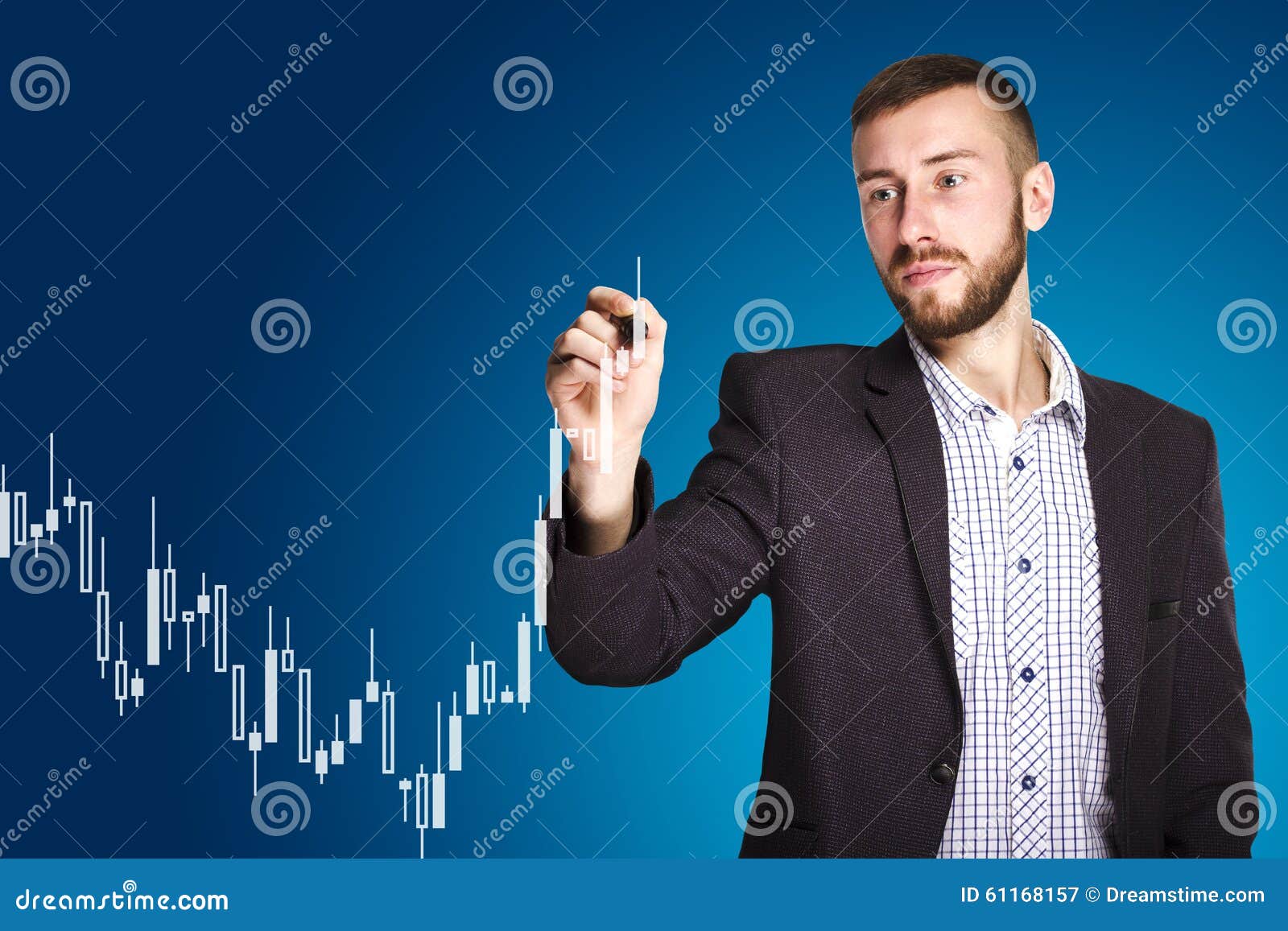 Man draws a graph stock image. Image of finance, arrow - 61168157