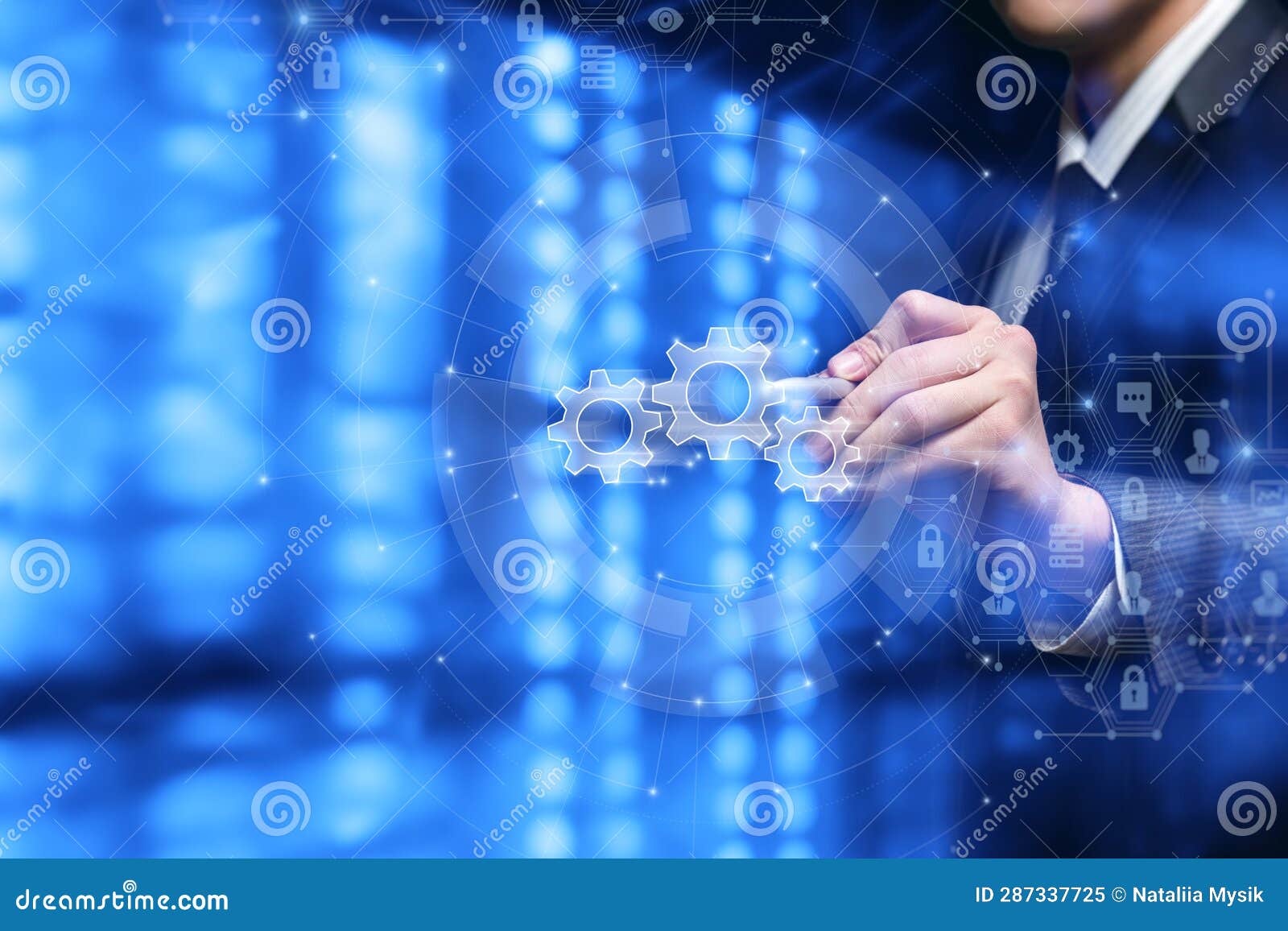 A Man Draws an Industry Management Mechanism Stock Image - Image of ...