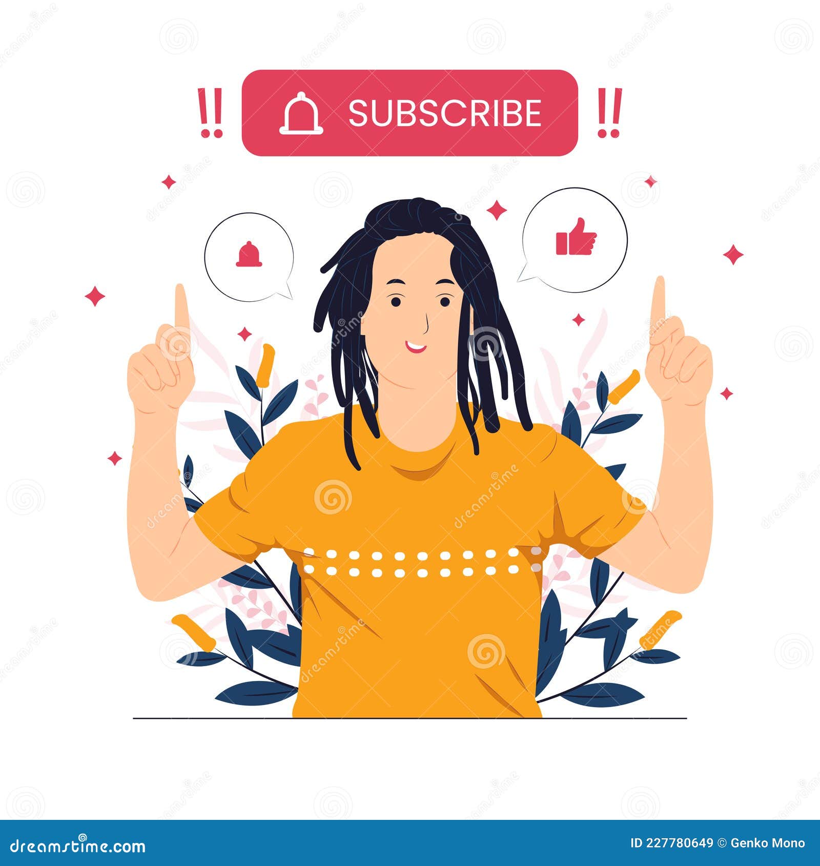 A Man with Dreadlocks Hairstyle Pointing Subscribe Button Concept ...
