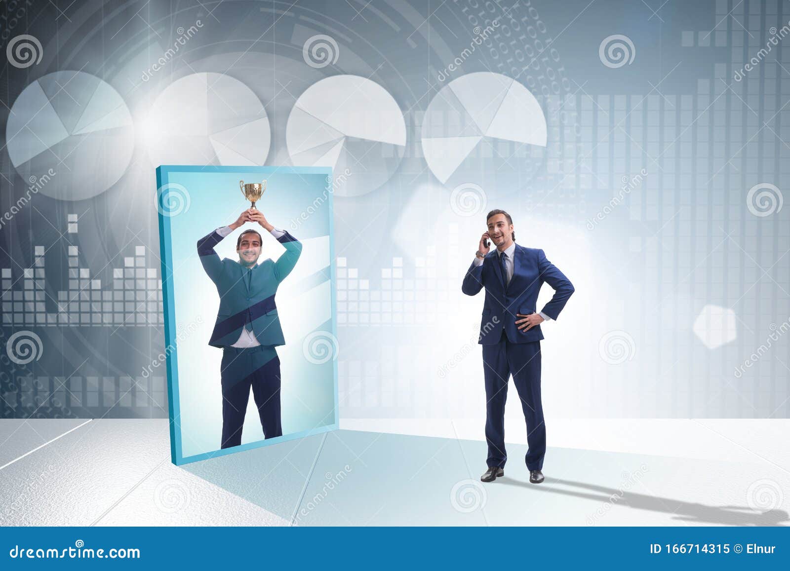 Man Dreaming of Bigger Success Stock Image - Image of mirror ...