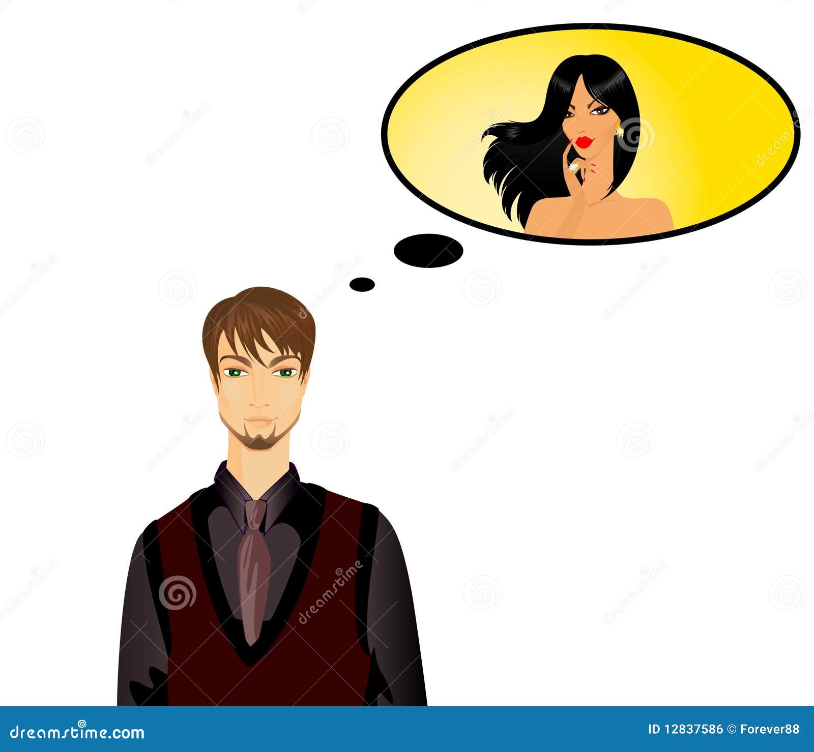 Man dreams about a girl stock vector. Illustration of look - 12837586