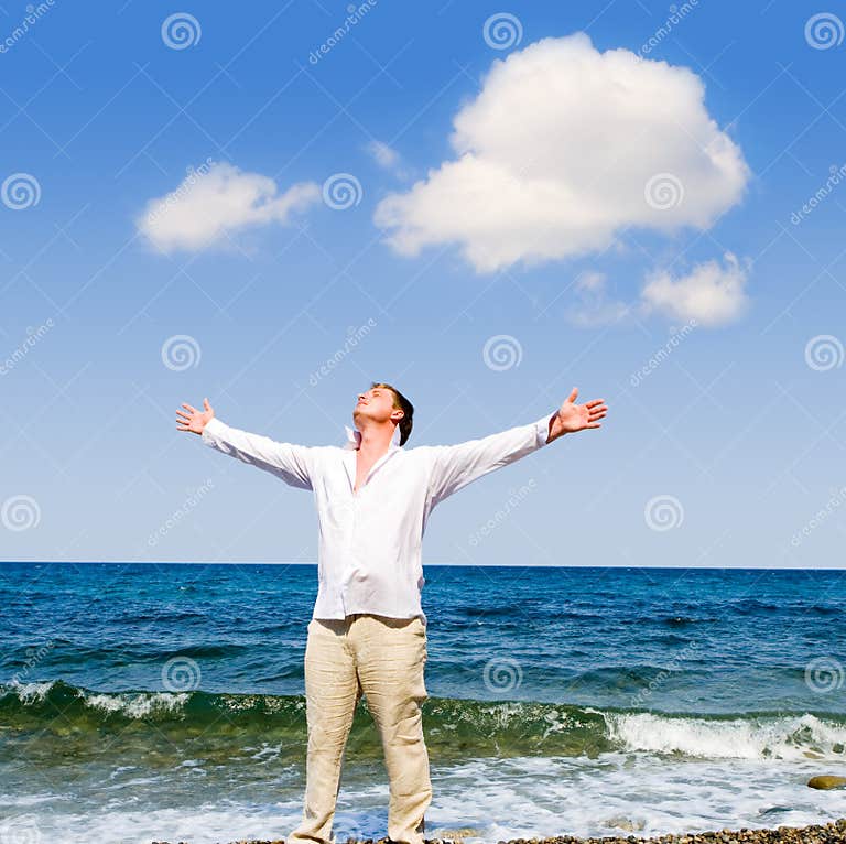 Man dreams to fly stock photo. Image of long, male, happiness - 4156774