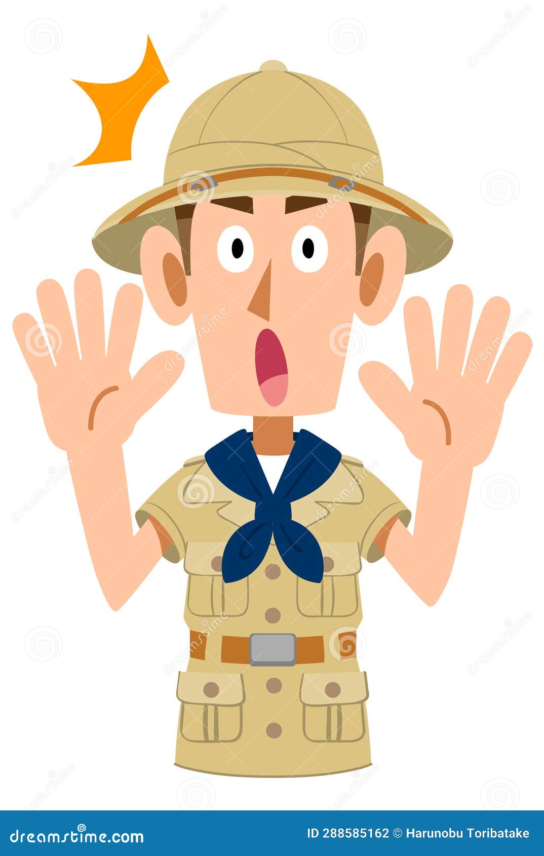 A Man Dressed As a Surprised Explorer Upper Body Stock Vector ...