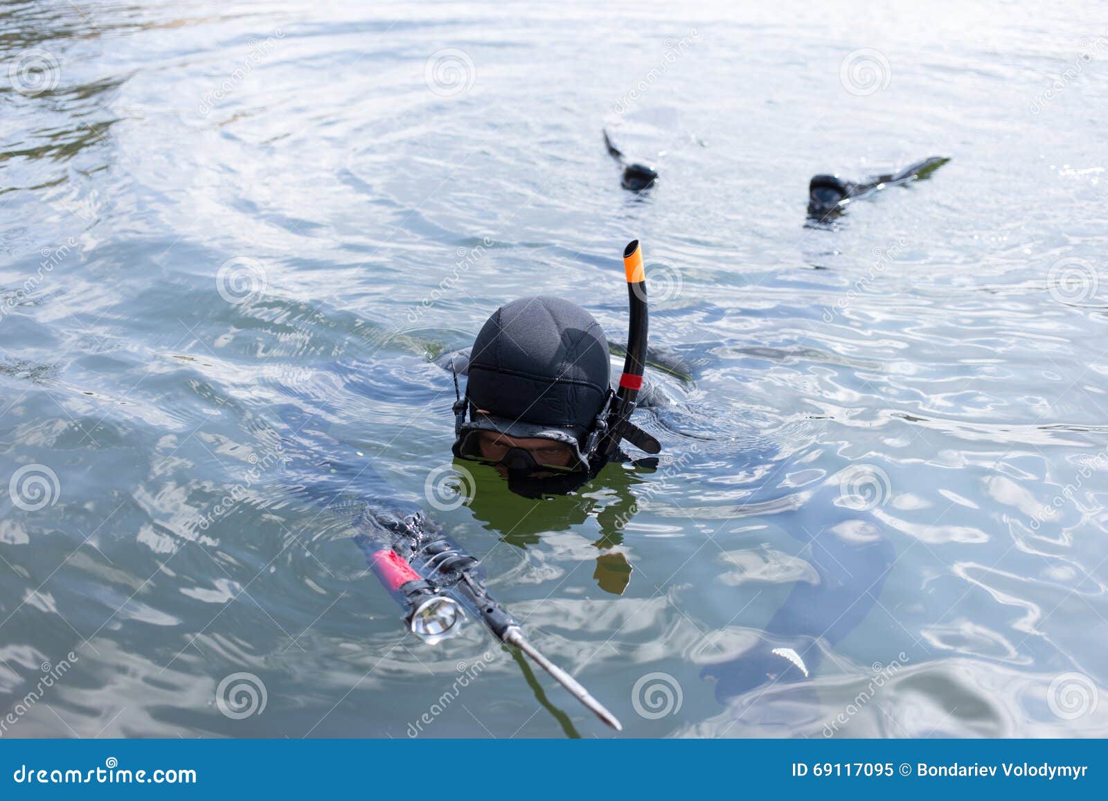 A Man Dressed As Underwater Hunter. Stock Image - Image of health, rock ...