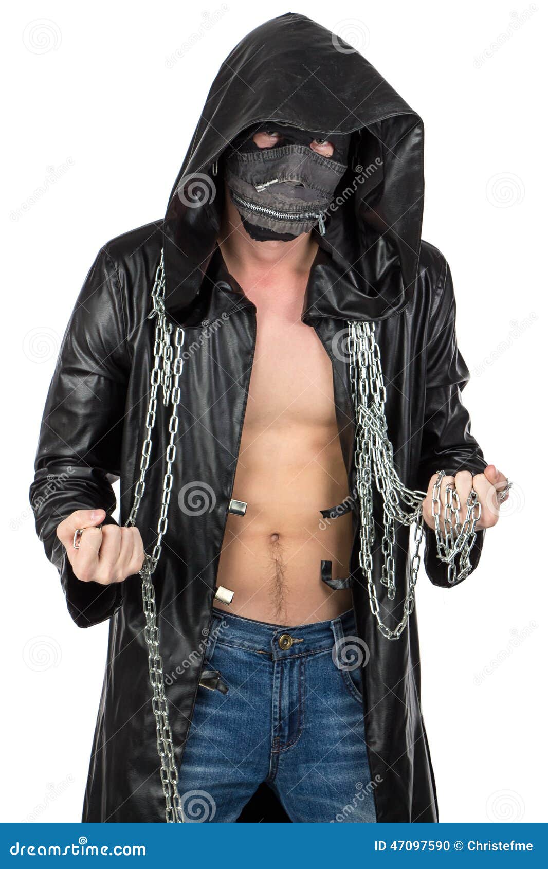 The Man Dressed in Hooded Cloak with Chain Stock Photo - Image of adult ...