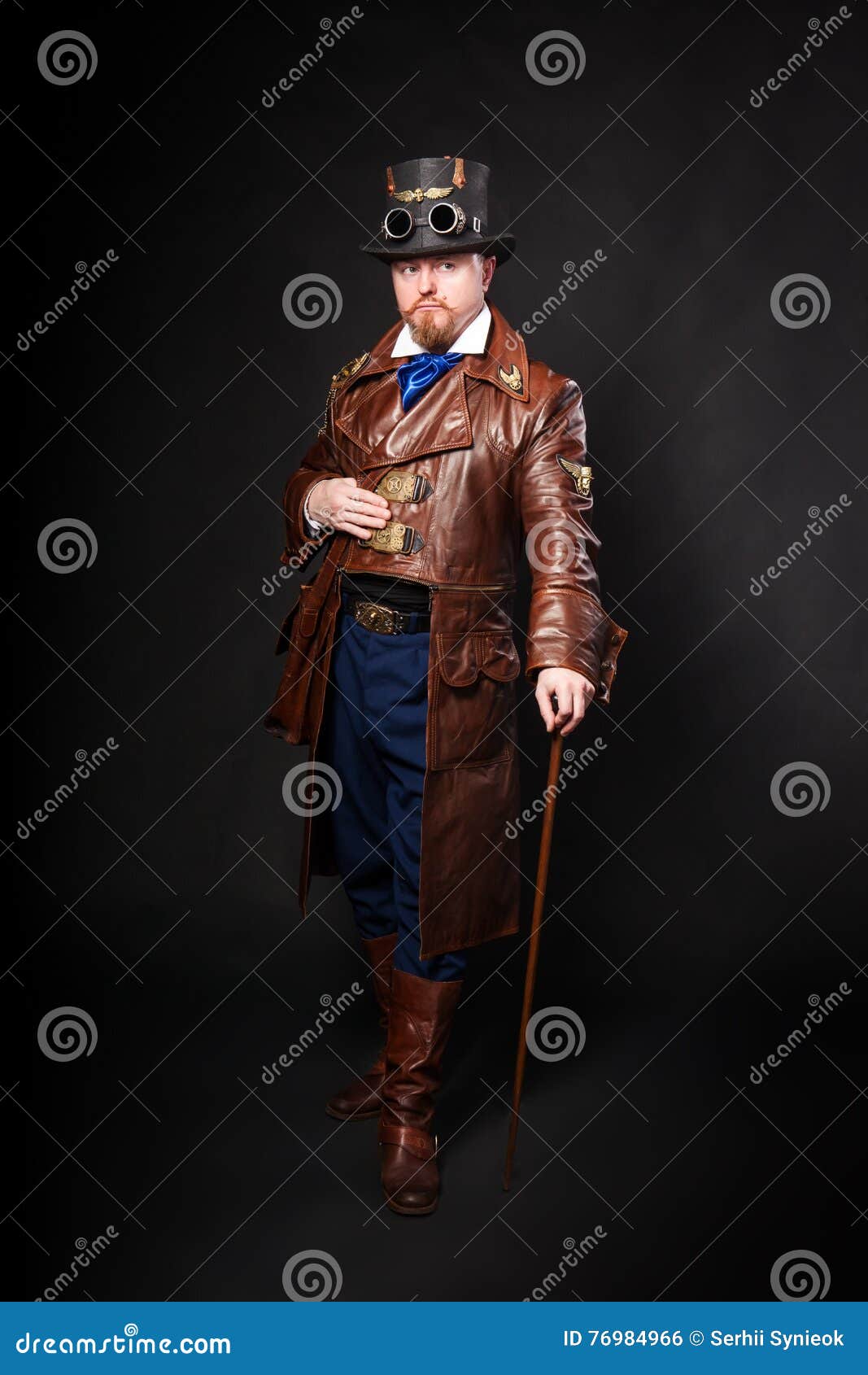 Steampunk, Man Beard And Suit Made With Golden Wings Royalty-Free Stock ...