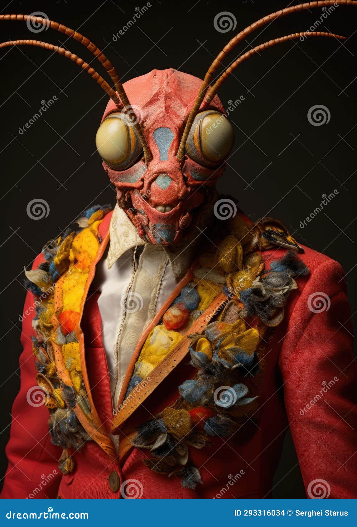 A Man Dressed in a Suit with a Large Insect Head, AI Stock Photo ...
