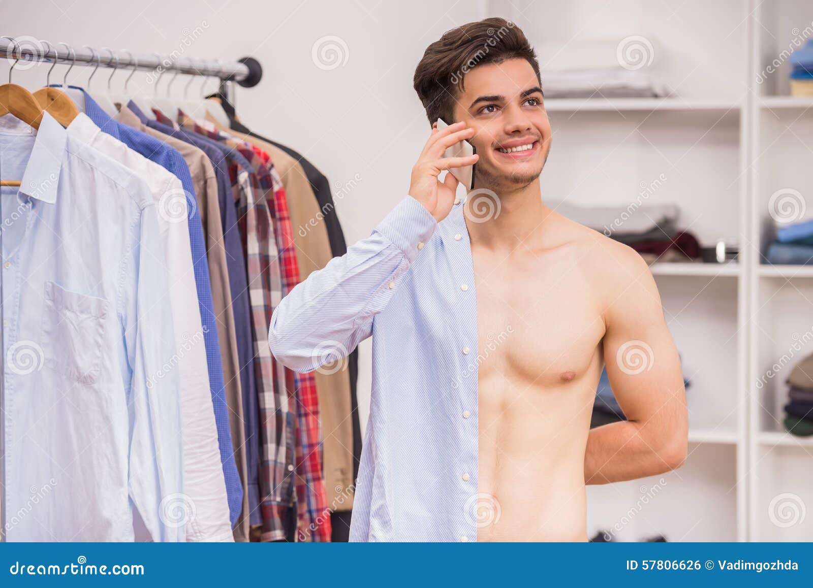 Man in dressing room stock photo. Image of background - 57806626