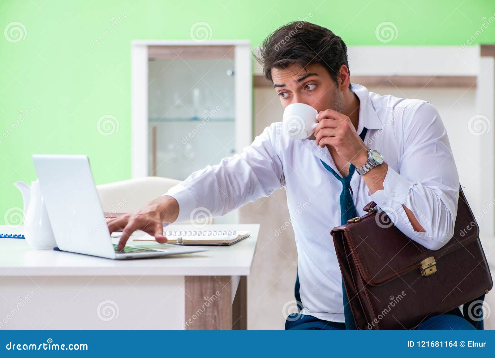 The Man Dressing Up and Late for Work Stock Photo - Image of manager ...