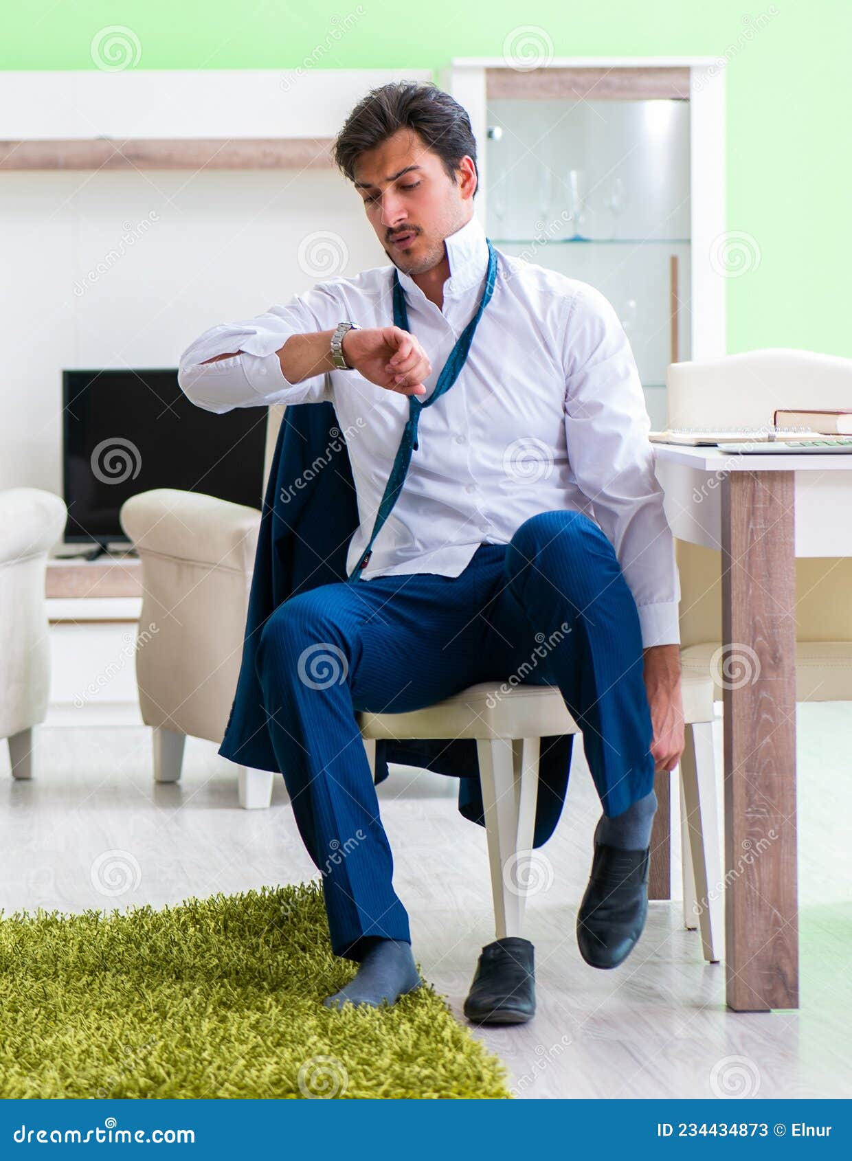 Man Dressing Up and Late for Work Stock Image - Image of busy ...