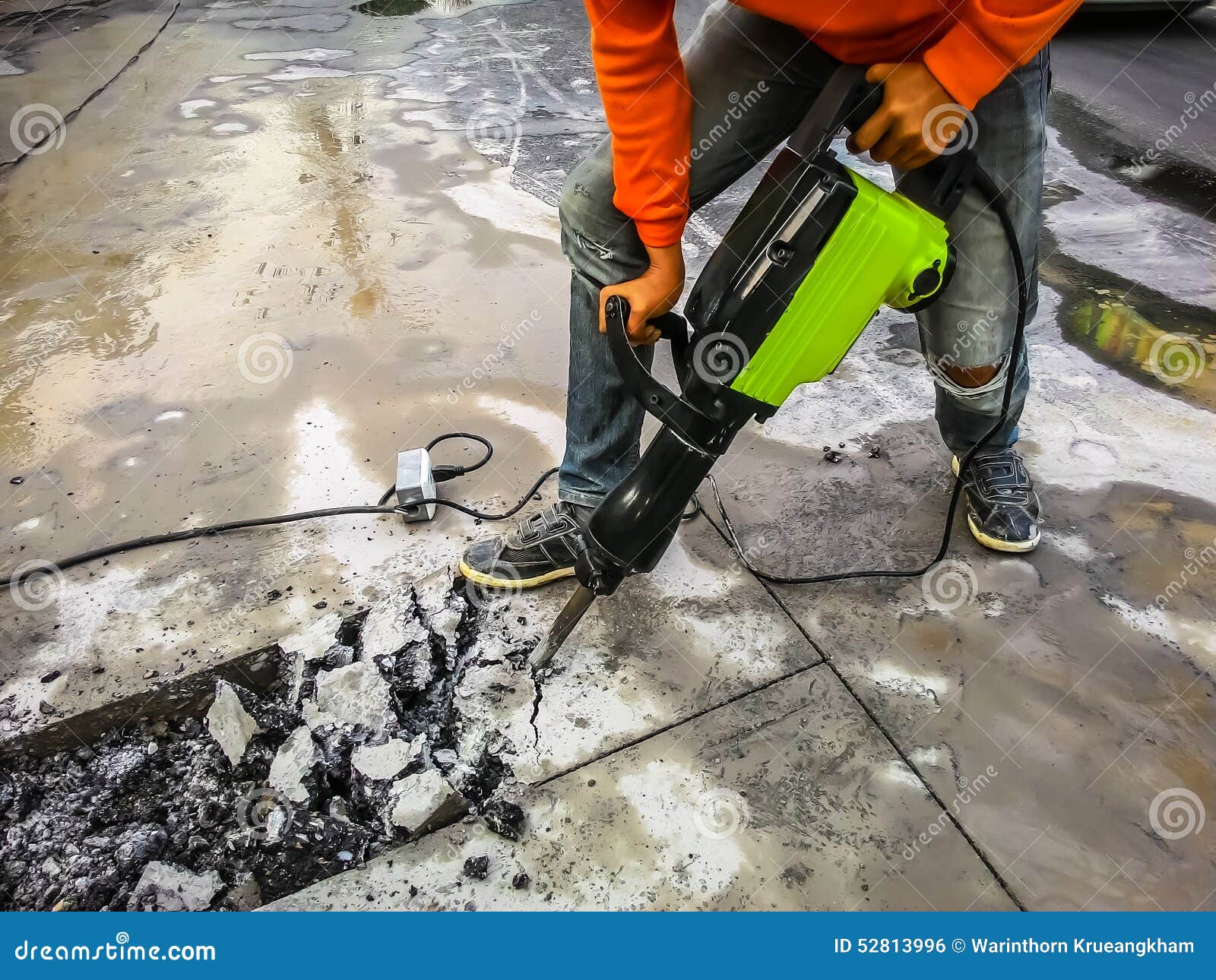 Man drilling road stock photo. Image of street, demolition - 52813996