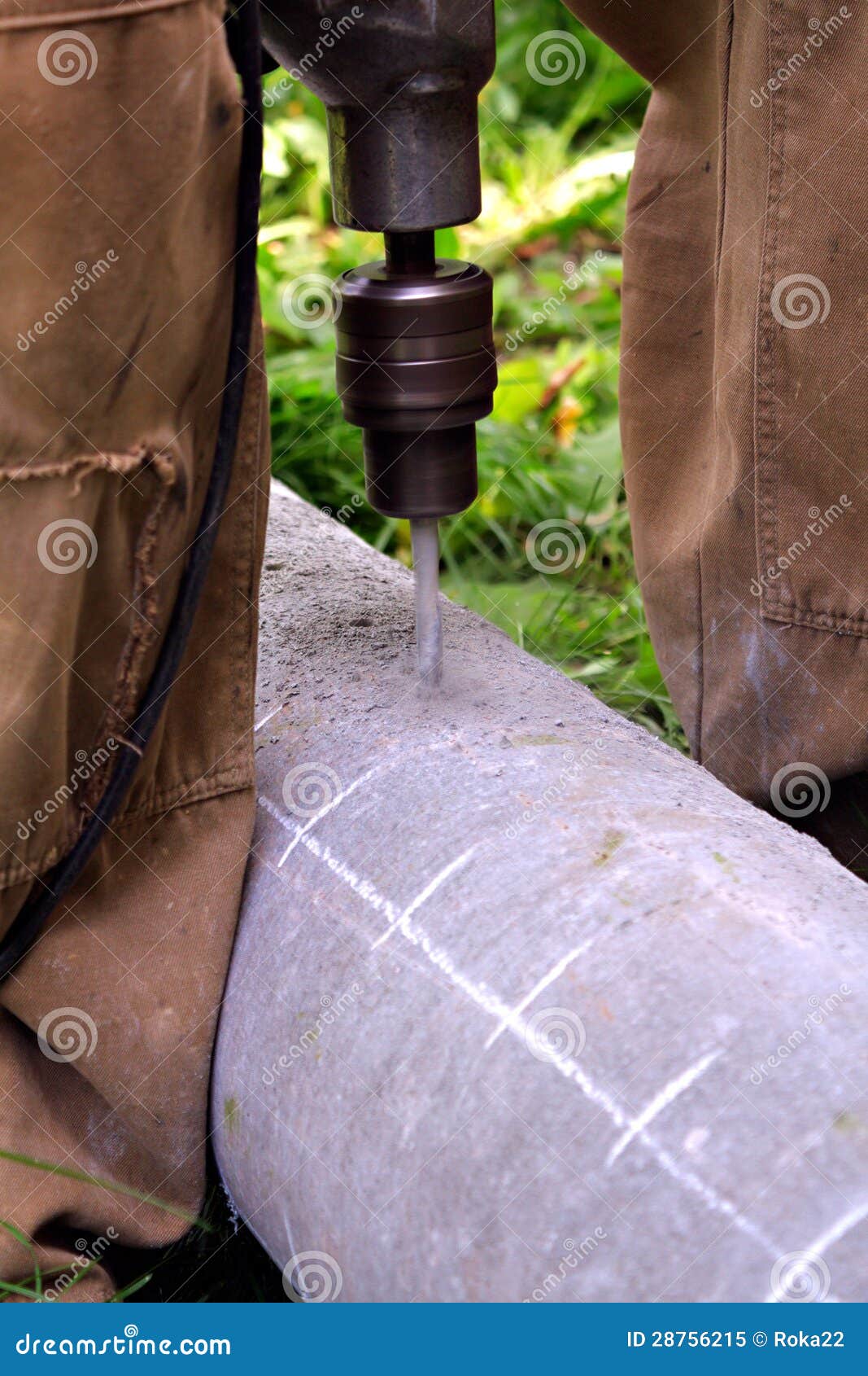 A man drills a hole stock image. Image of worker, occupation - 28756215