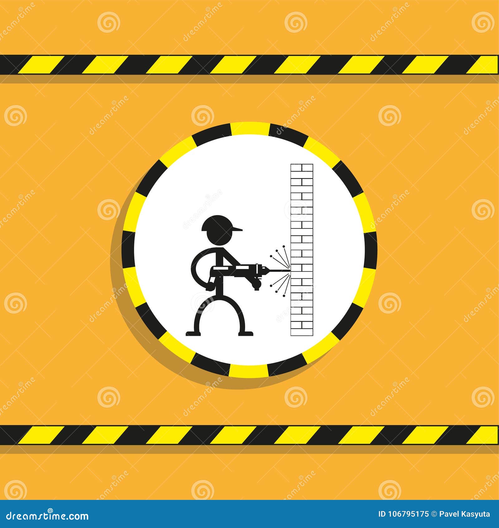 A Man Drills Wall Rock Drill. Vector Icon. Stock Illustration ...