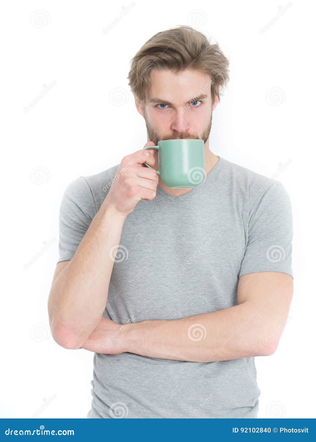 Man Drink from Coffee or Tea Cup Stock Photo - Image of drink ...