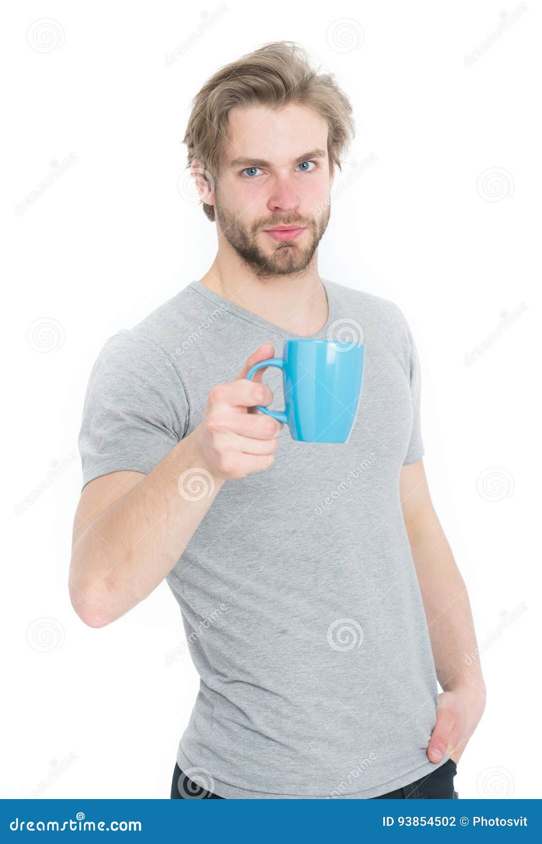Man Drink from Coffee or Tea Cup Stock Photo - Image of energy, male ...