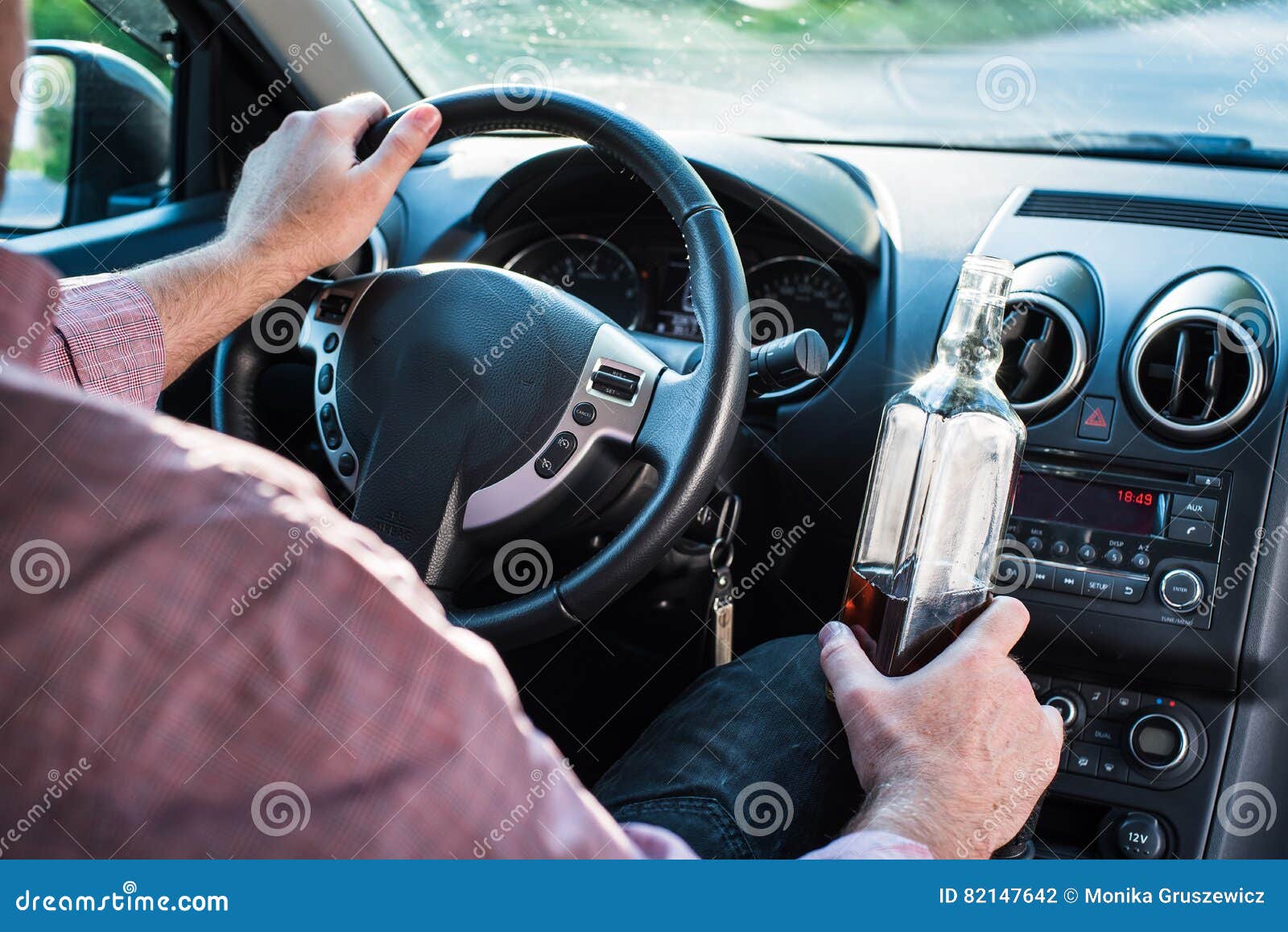 Man Drinking Alcohol in the Car. Stock Photo - Image of police, bottle ...