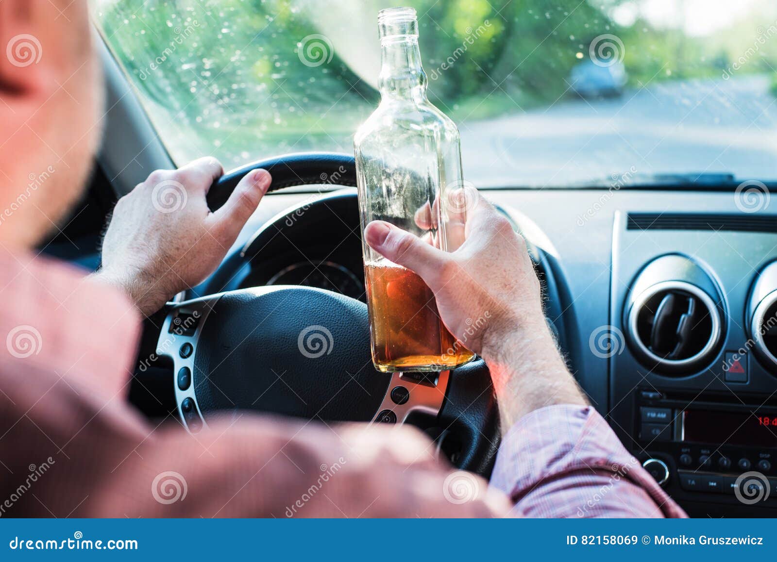 Man Drinking Alcohol in the Car. Stock Image - Image of helplessness ...