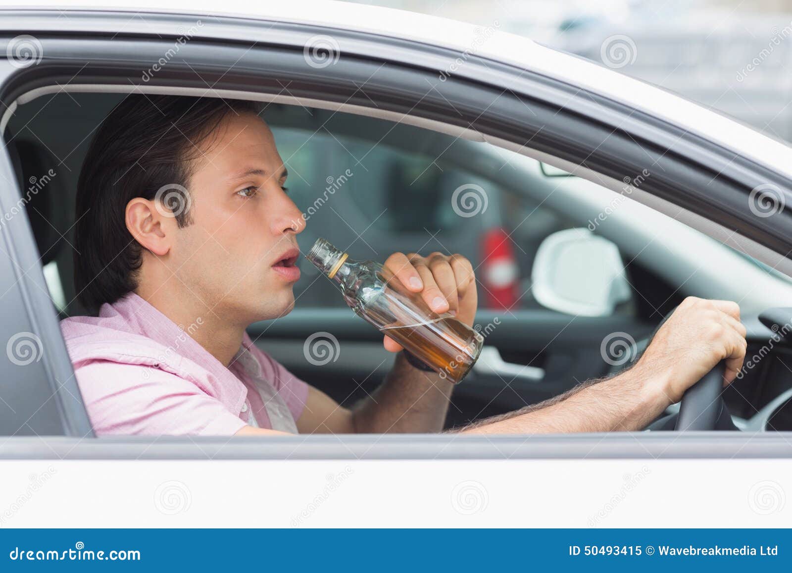 Man Drinking Alcohol while Driving Stock Image - Image of dangerous ...