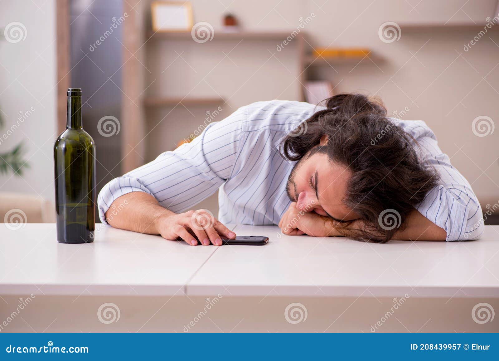 Young Man Drinking Alcohol at Home Stock Image - Image of addicted ...