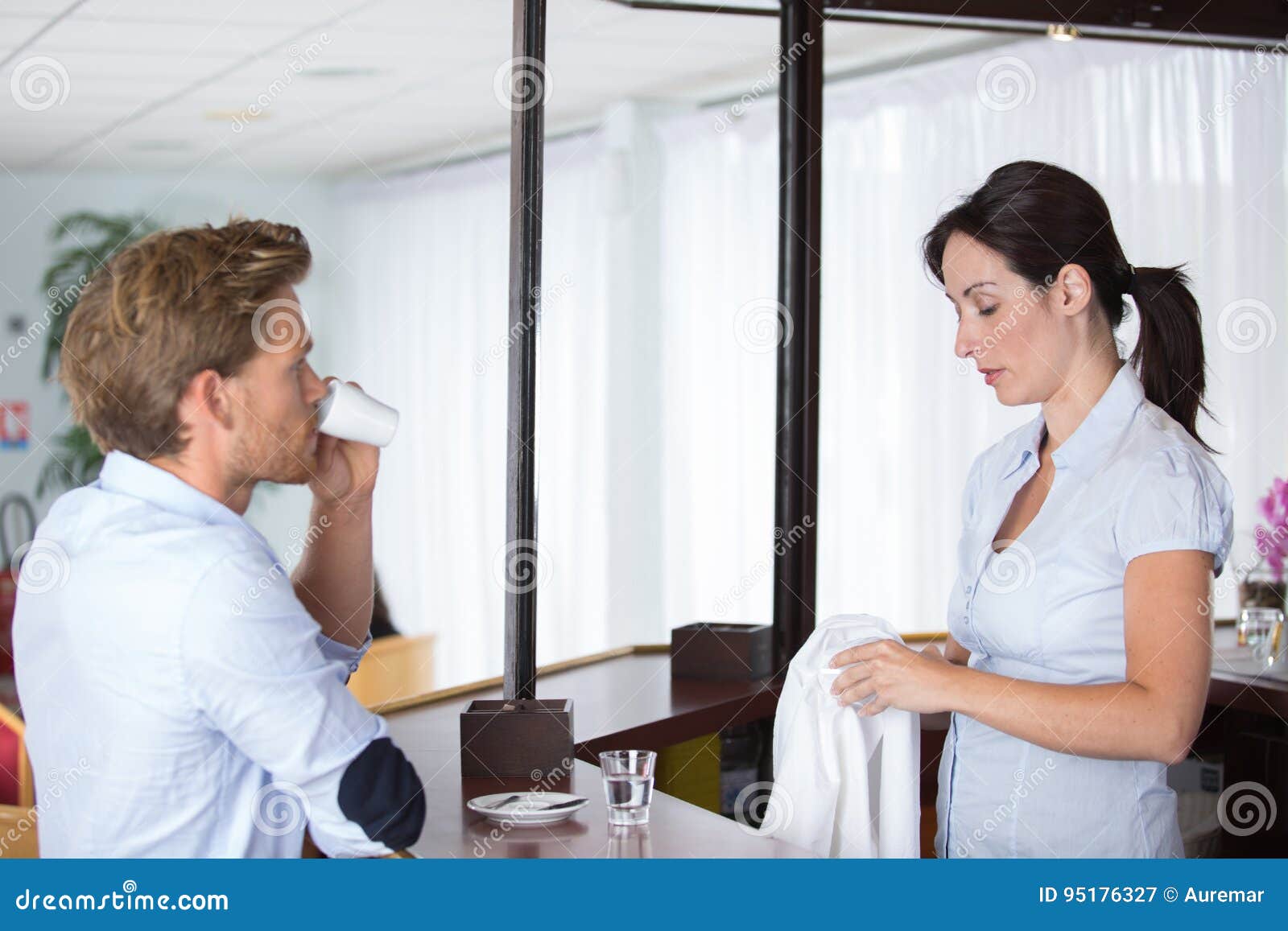Man drinking at bar cafe stock image. Image of standing - 95176327