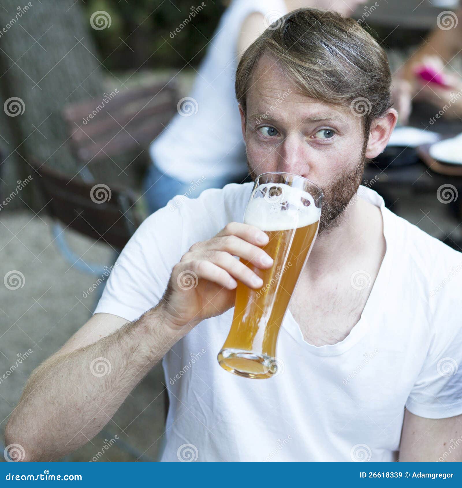 Man drinking beer stock image. Image of cheerful, glass - 26618339